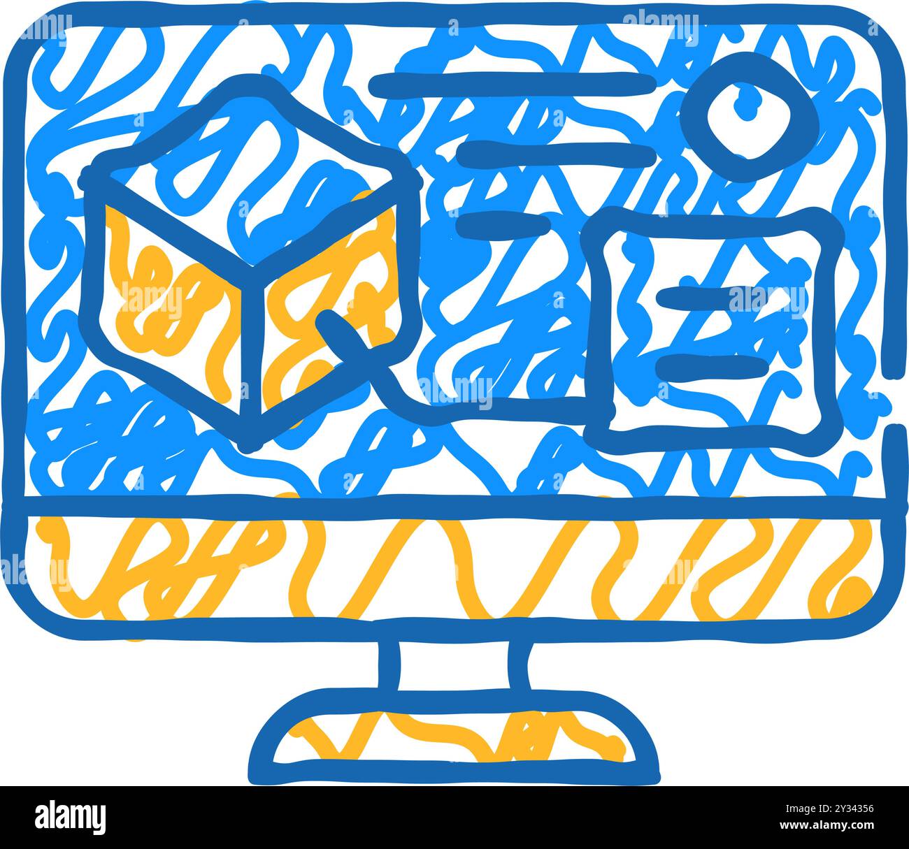 digital model on computer screen icon doodle illustration Stock Vector ...