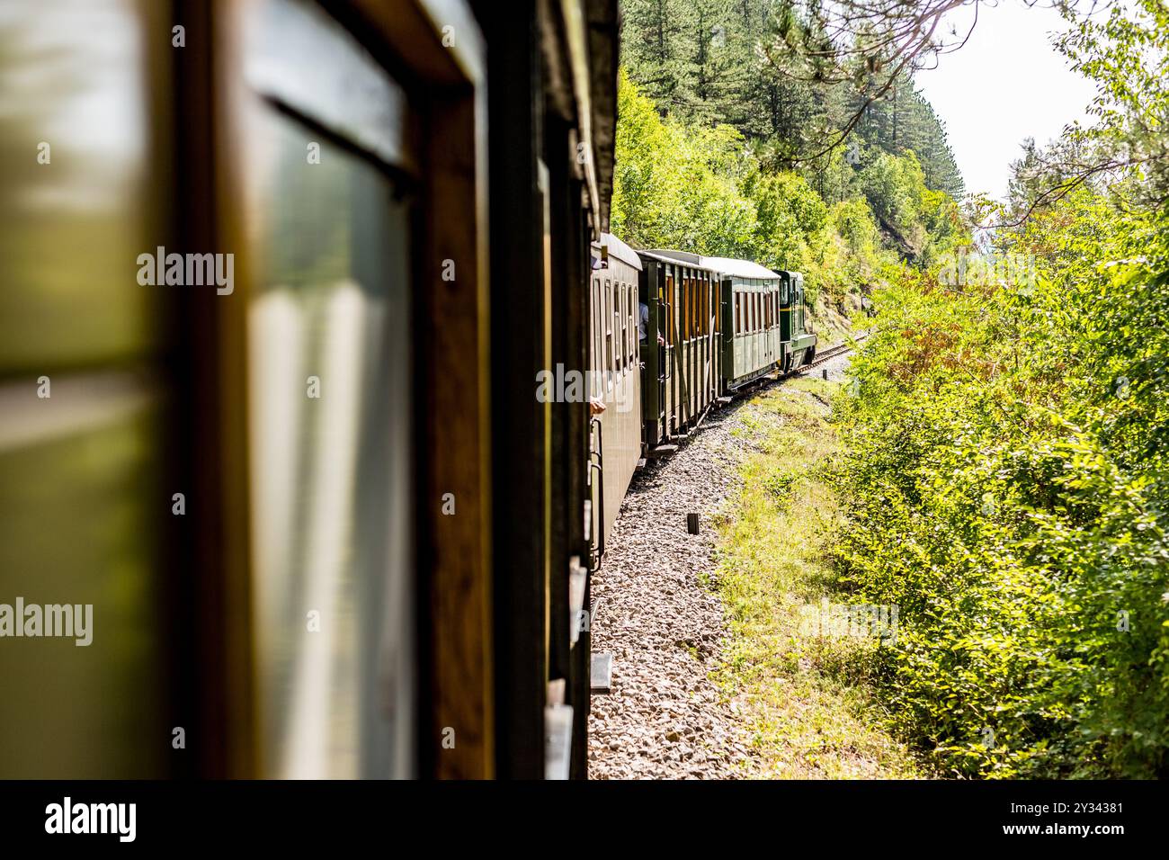 Riding old narrow gage train in Serbia Stock Photo - Alamy