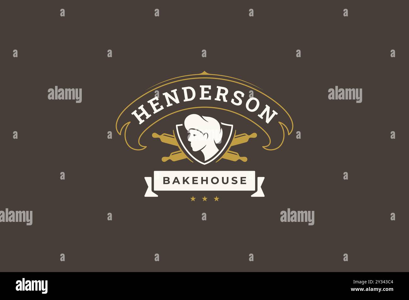 Cookery man portrait bakery bakehouse retro logo design template vector ...