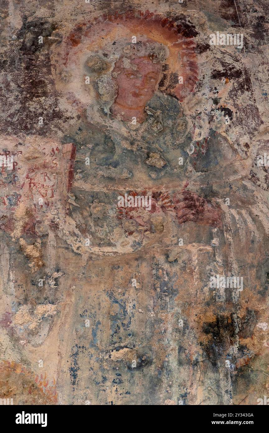 Fresco in a medieval church, the Chiesa di San Nicola da Tolentino, at ...