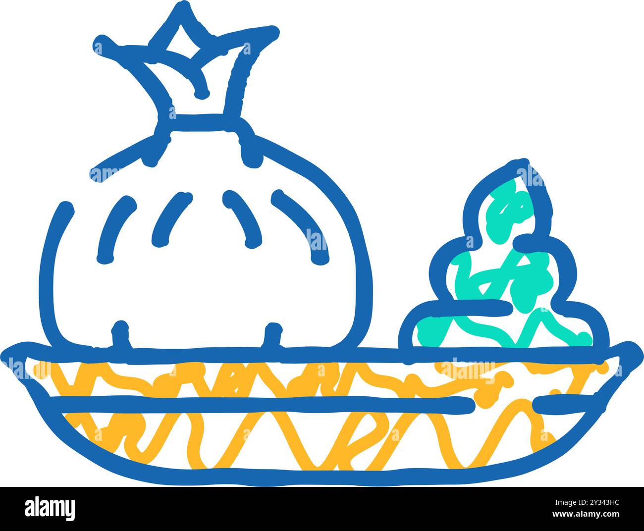 ravioli dish with wasabi icon doodle illustration Stock Vector Image ...