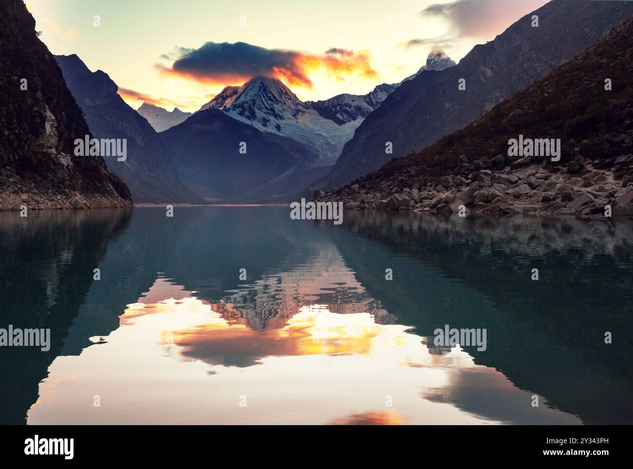 Beautiful lake Paron in Cordillera Blanca, Peru, South America Stock ...