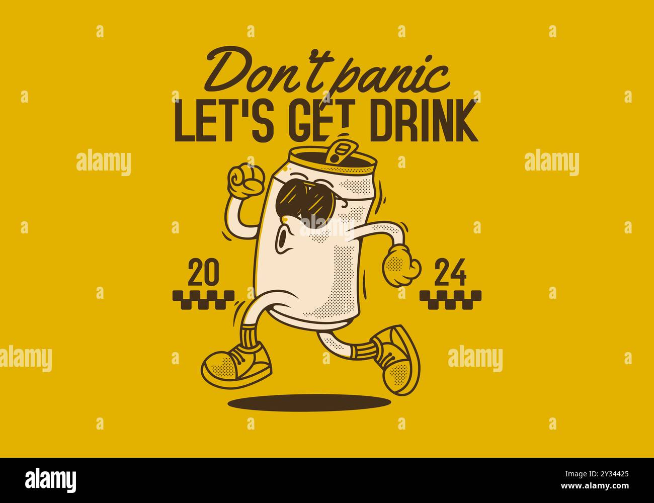 Don't panic, let's get drink. Mascot character illustration of can ...