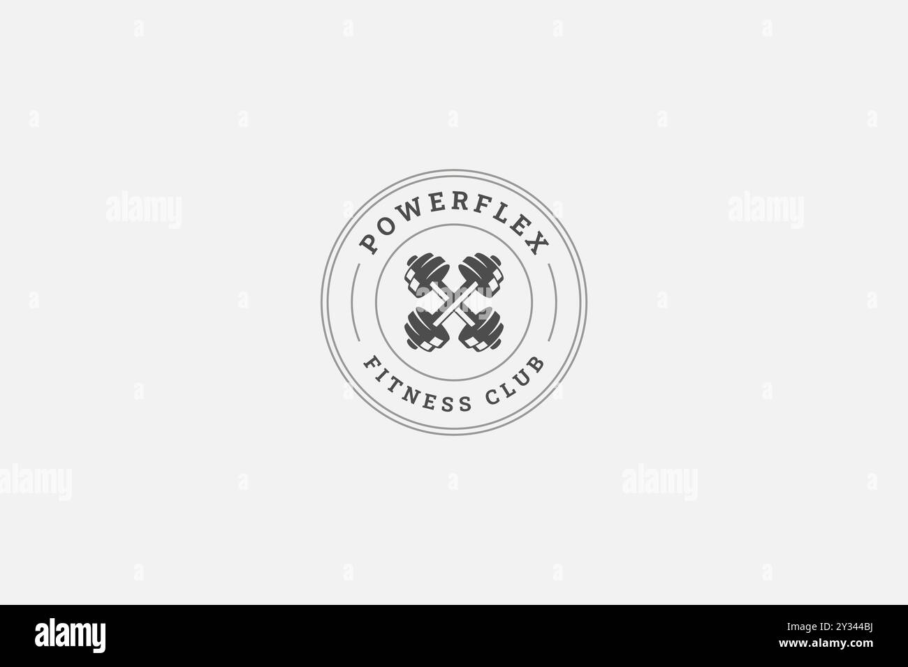 Fitness club gym sport circle retro logo design template with crossed ...
