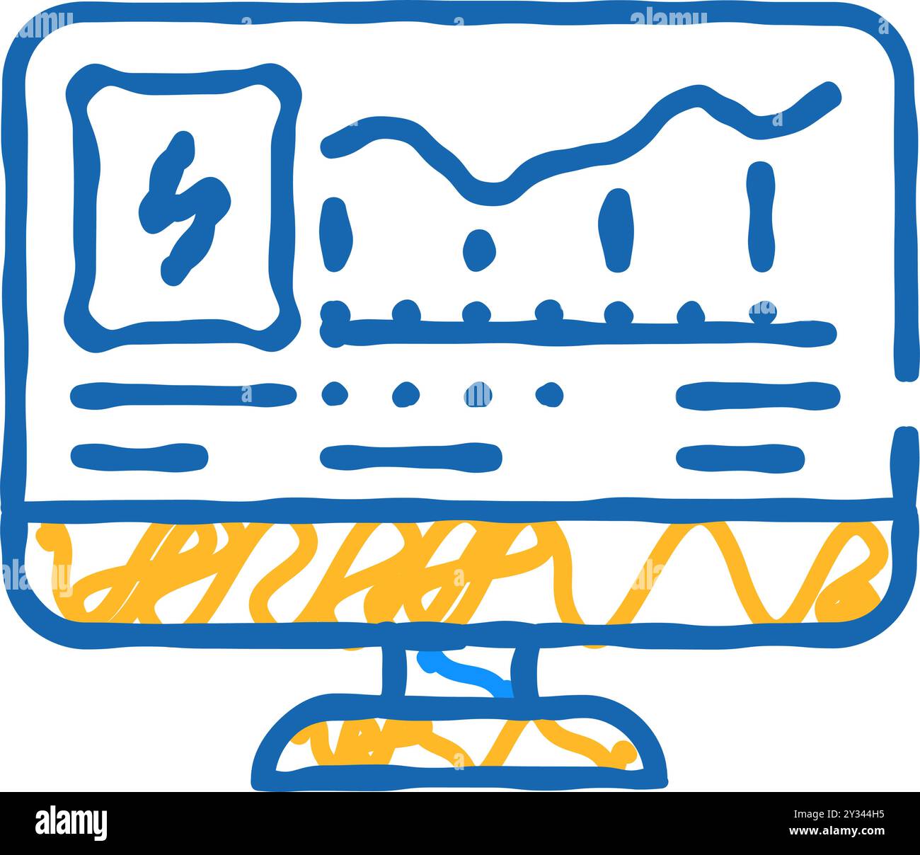 computer control of electricity consumption icon doodle illustration ...