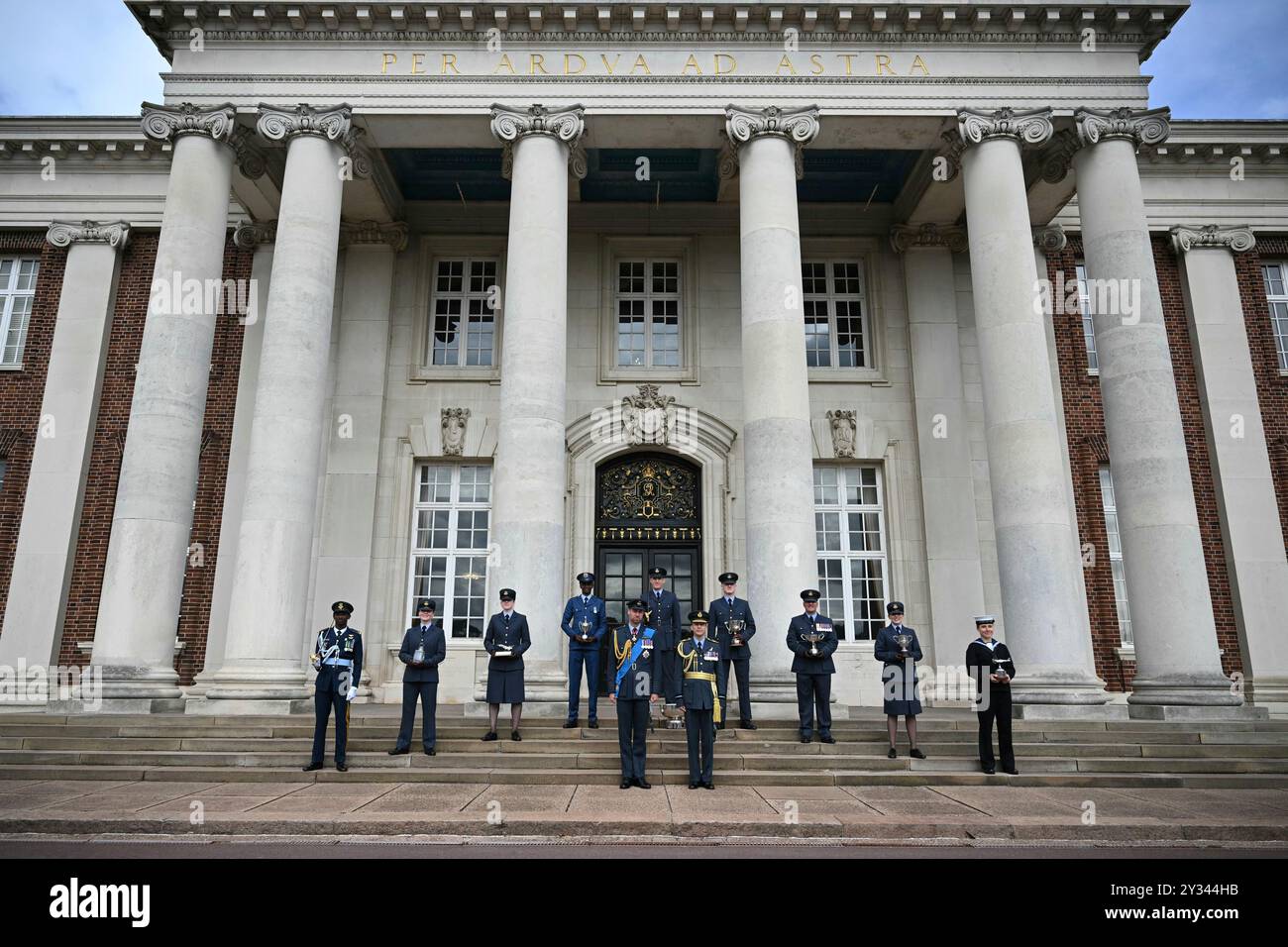 Britain's Prince William, Prince of Wales, poses with award winners ...