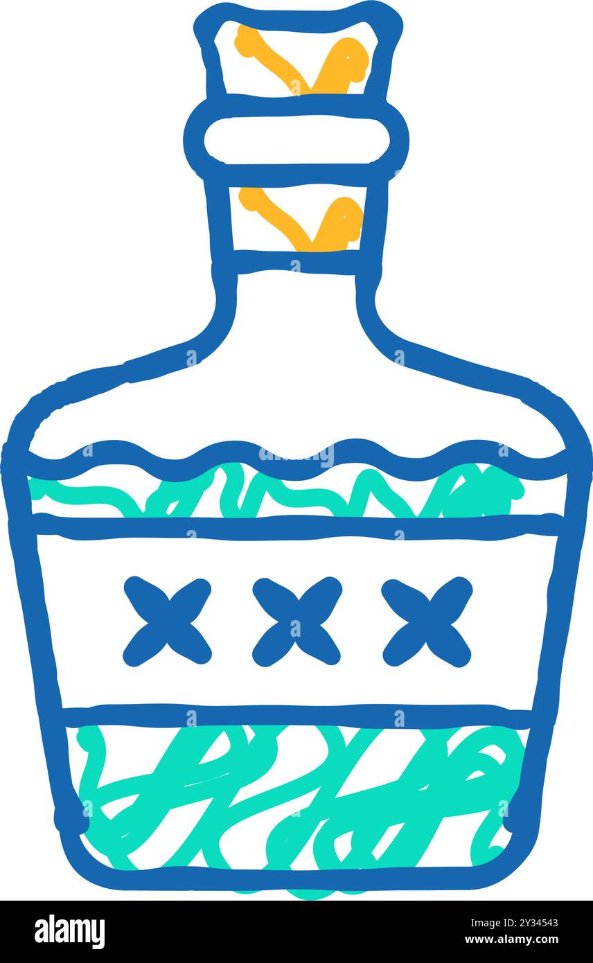 alcoholic drink bottle icon doodle illustration Stock Vector Image ...