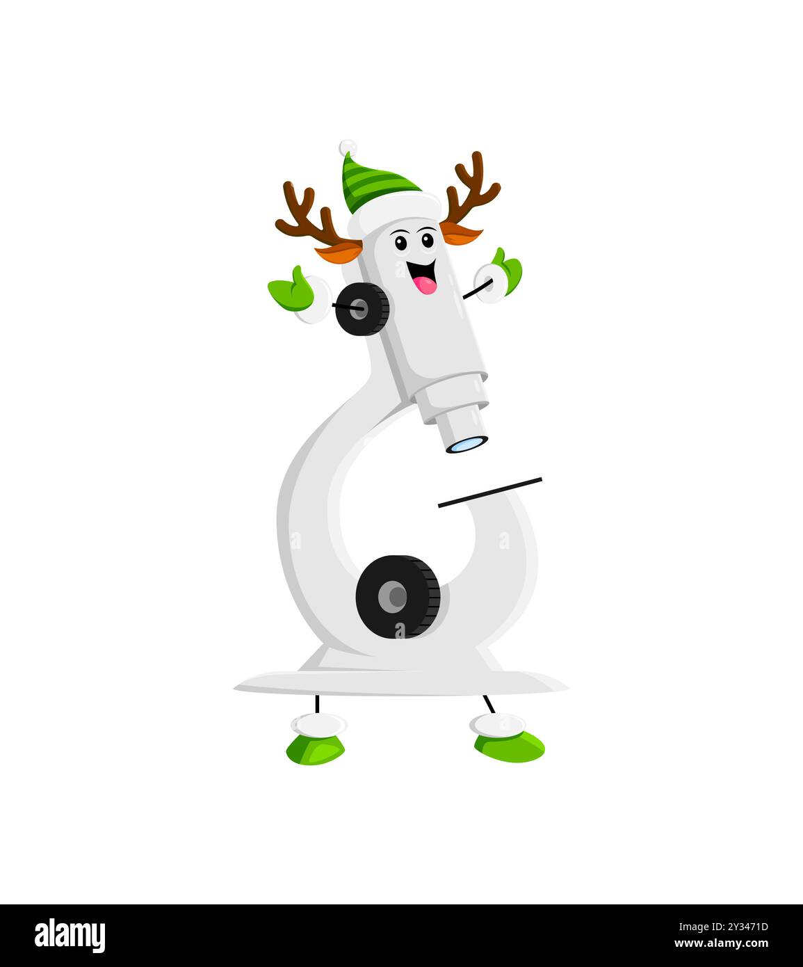 Cartoon Christmas microscope school education item character wear ...