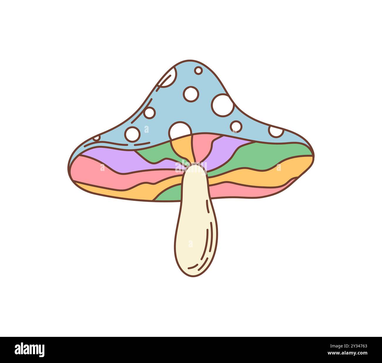 70s 80s hippie symbol, retro groovy mushroom. Retro hippie isolated ...