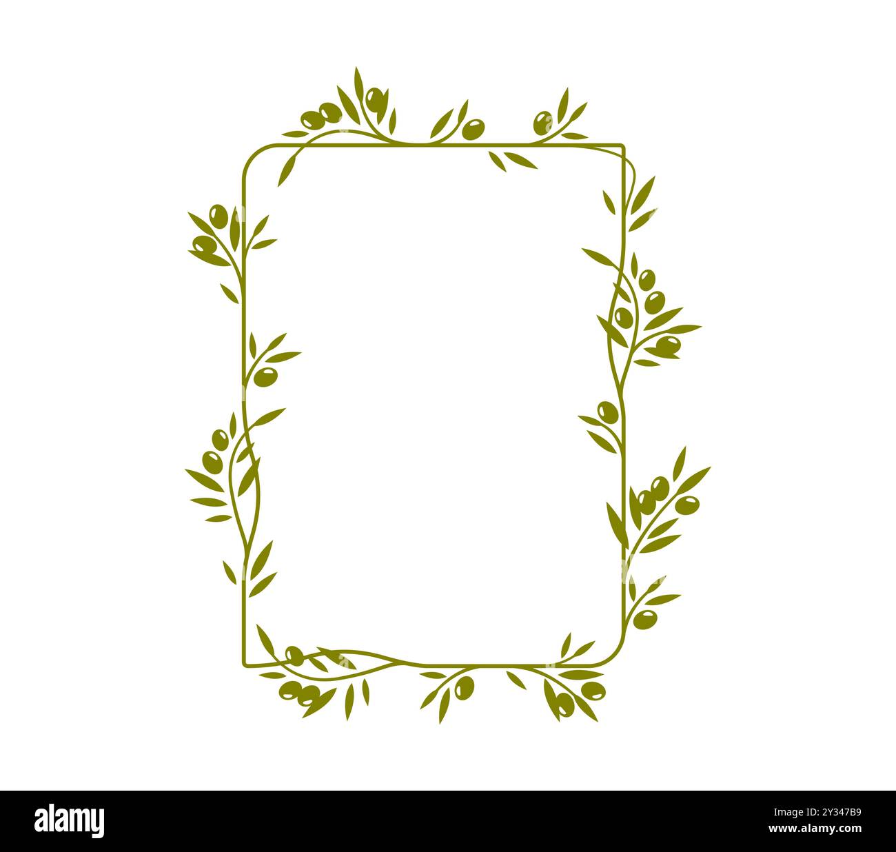 Olive tree leaves frame or divider border of green leaf wreath, vector ...