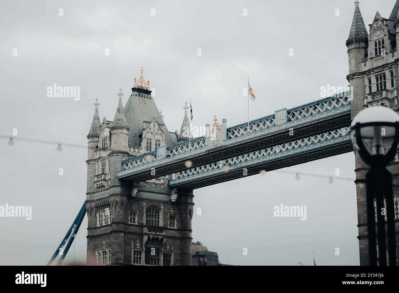English flag on top of Tower Bridge in London, UK Stock Photo - Alamy