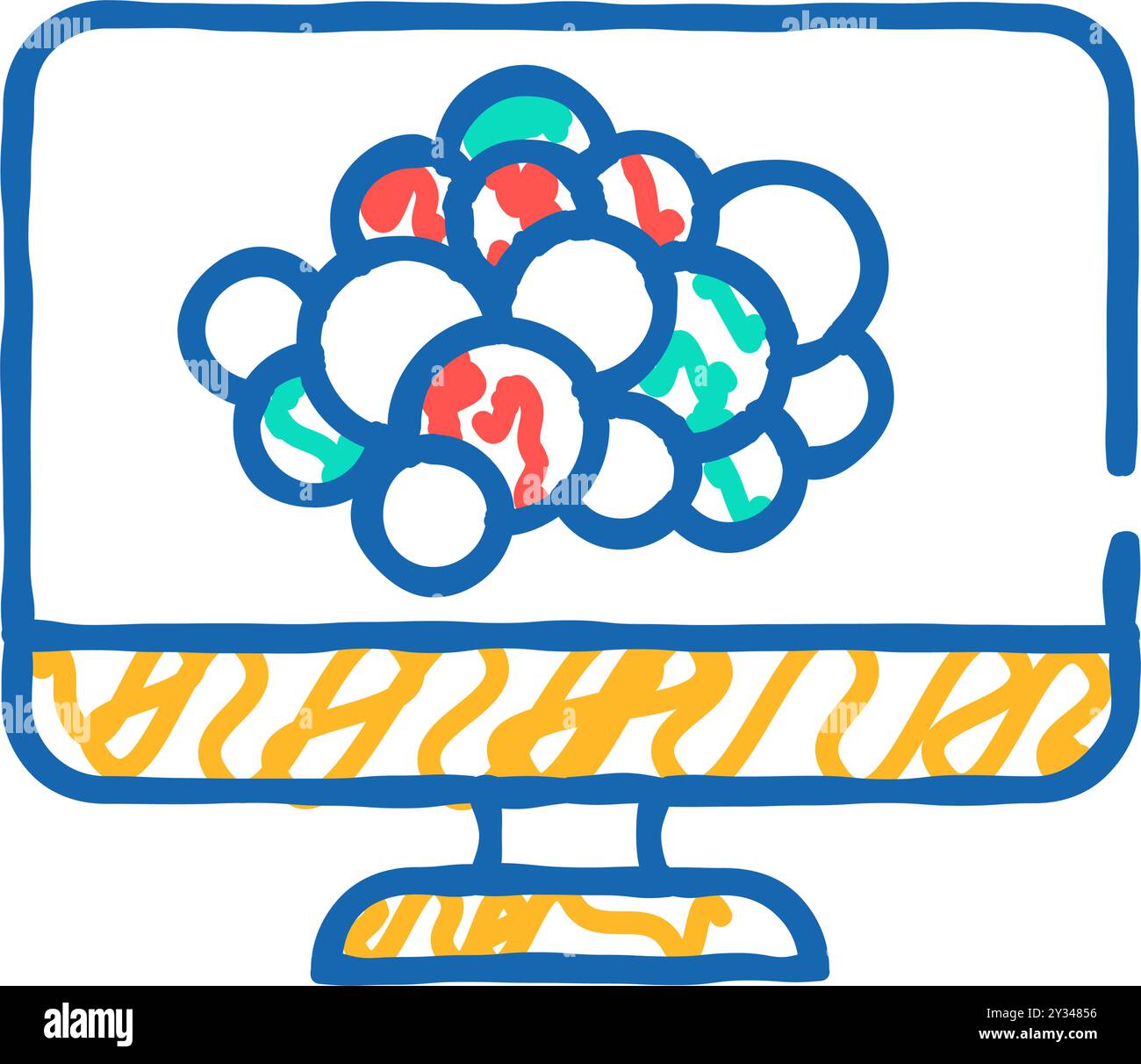 color blindness test ophthalmology icon doodle illustration Stock ...