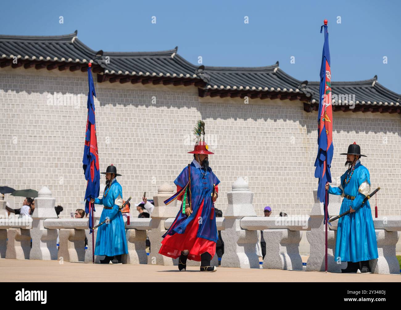 Guardians dressed in traditional Joseon Dynasty clothing guard ...