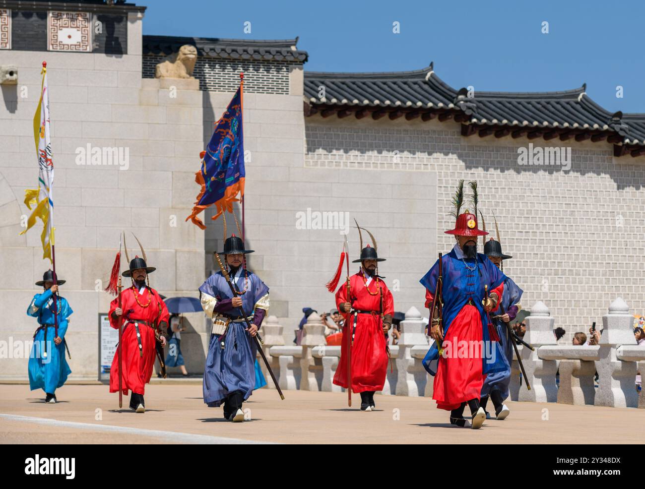 Guardians dressed in traditional Joseon Dynasty clothing guard ...