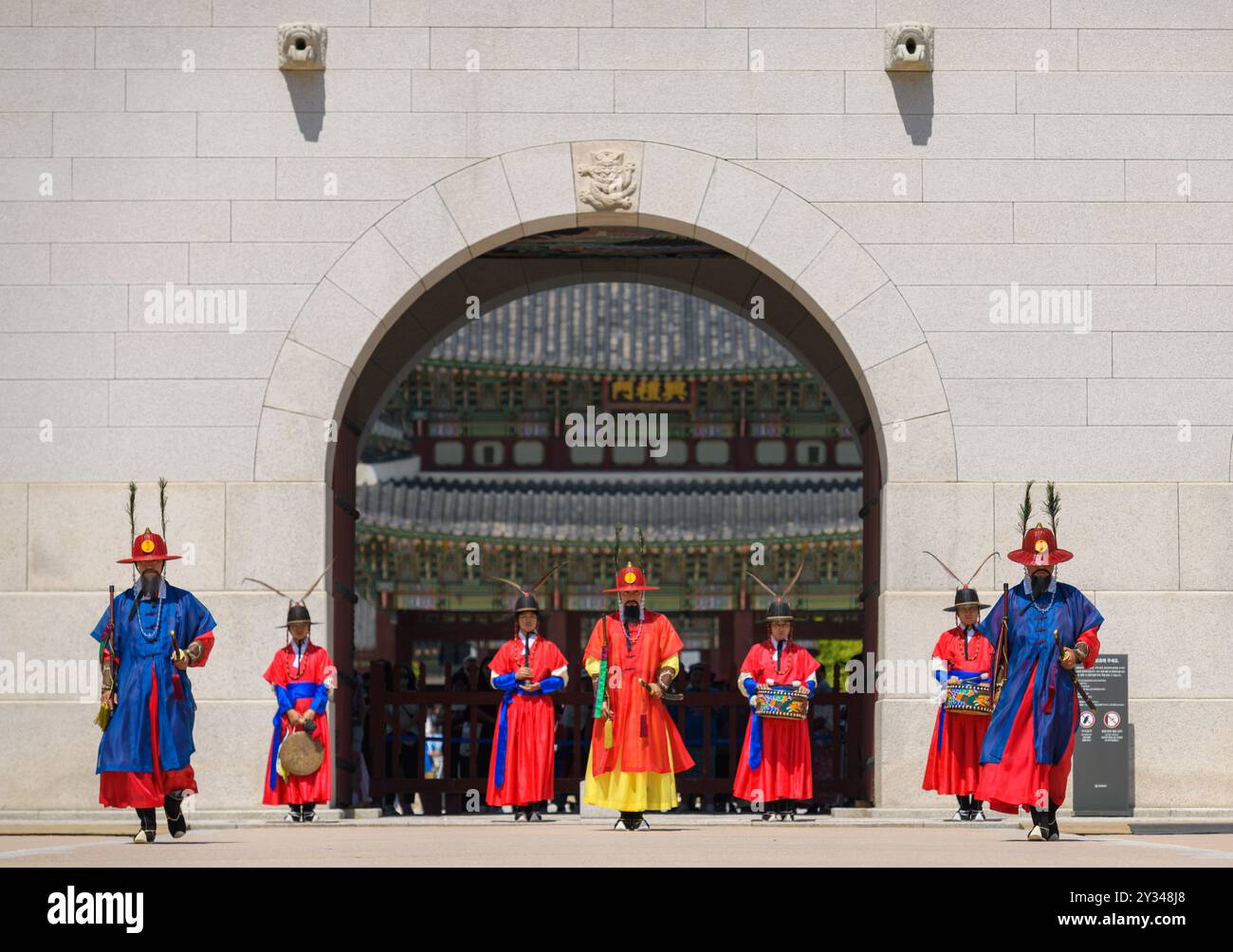 Guardians dressed in traditional Joseon Dynasty clothing guard ...