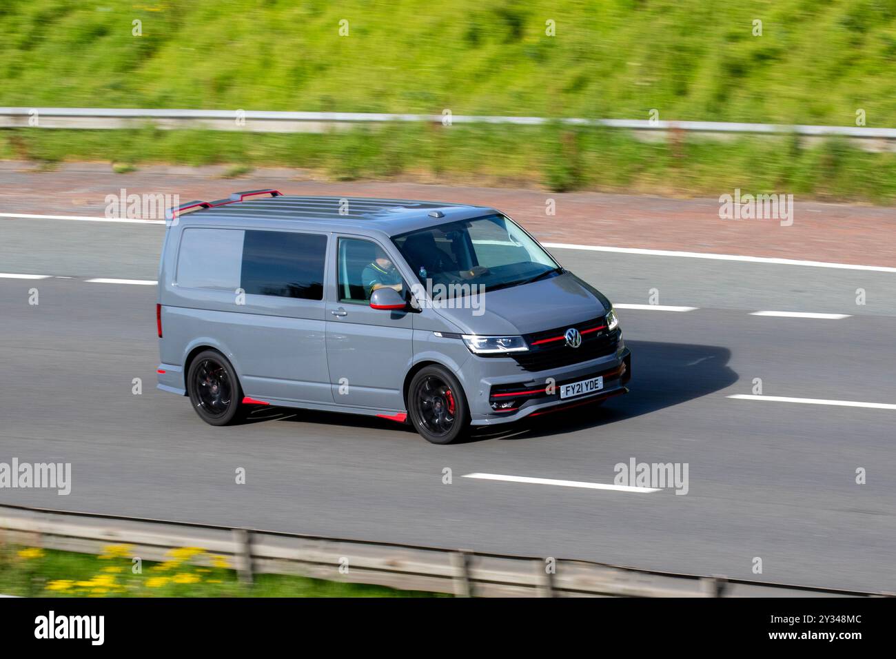 2021 Grey VW Volkswagen Transporter T30 H-Line TD; motoring on the M6 ...