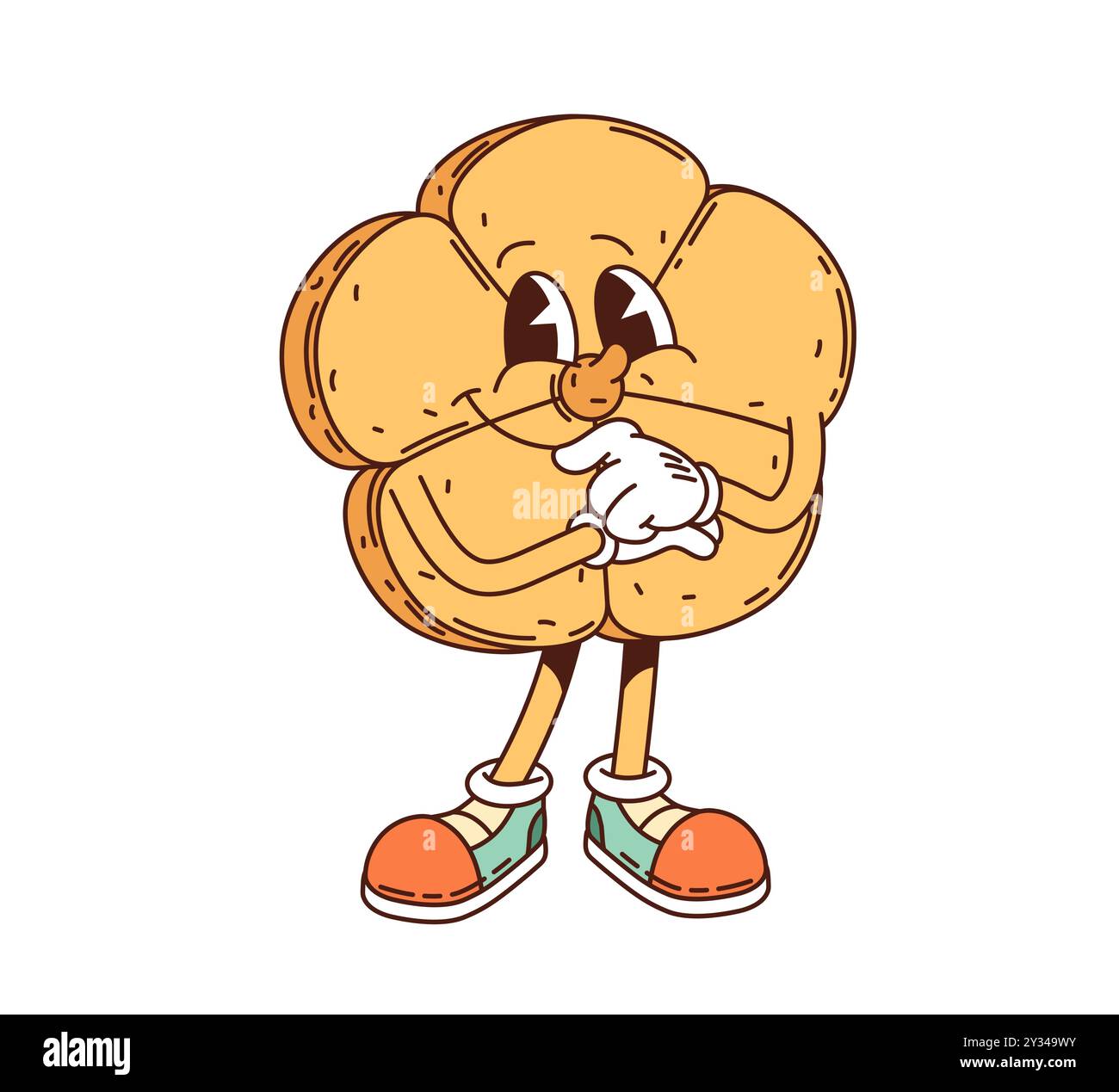 Cartoon groovy japanese monaka dessert character. Isolated vector fun ...