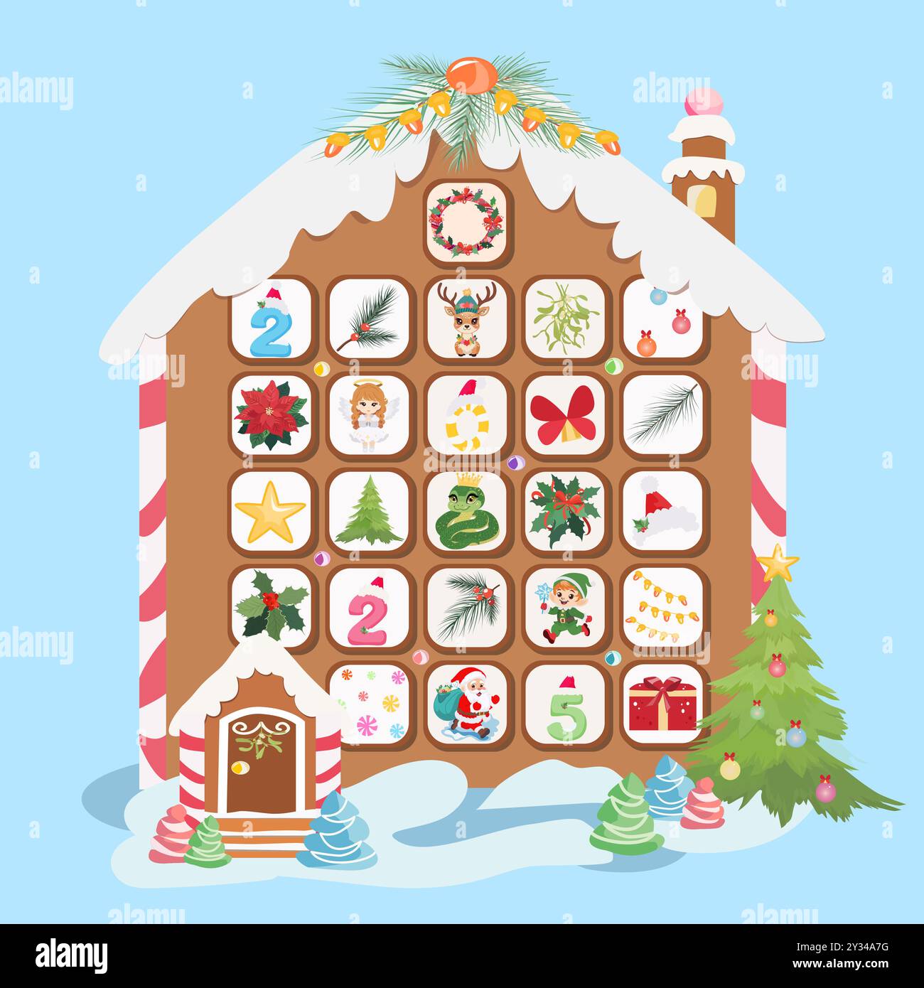 Advent calendar in the form of a gingerbread house with windows ...