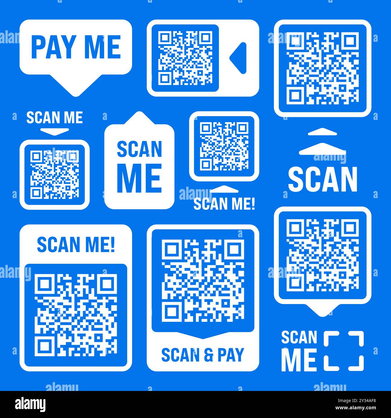 Scan me QR code sticker with text. Online payment. Special offer sale ...