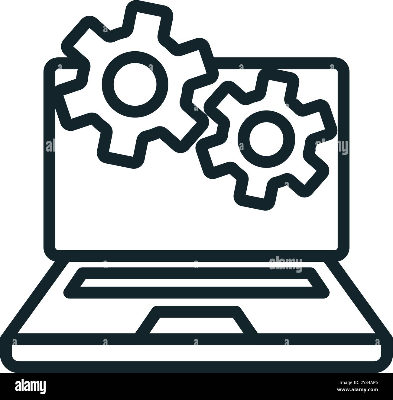 Laptop showing artificial intelligence programming with two gears Stock Vector Image & Art - Alamy