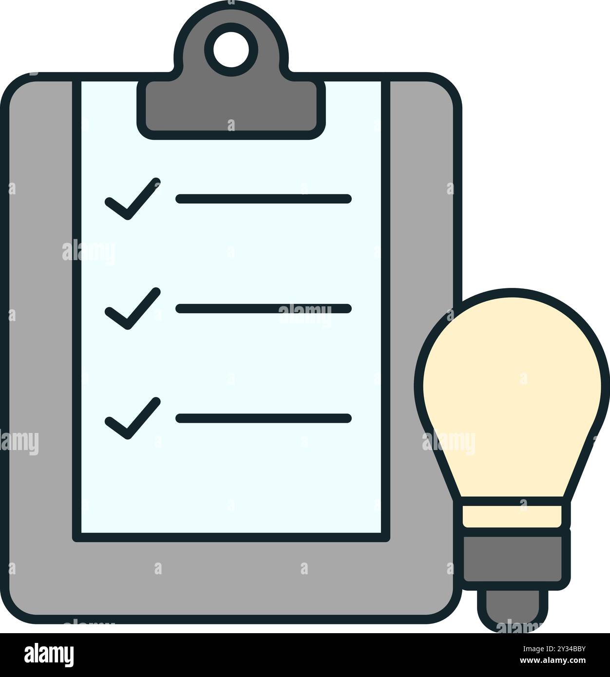 Businessman completing tasks efficiently filling checklist with light bulb representing ...