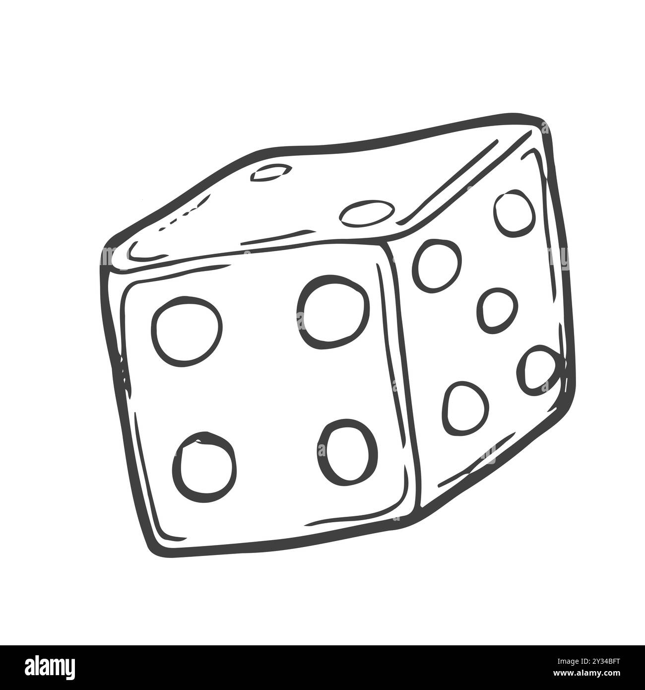 Vector illustration. Hand drawn doodle of two dice with contour ...