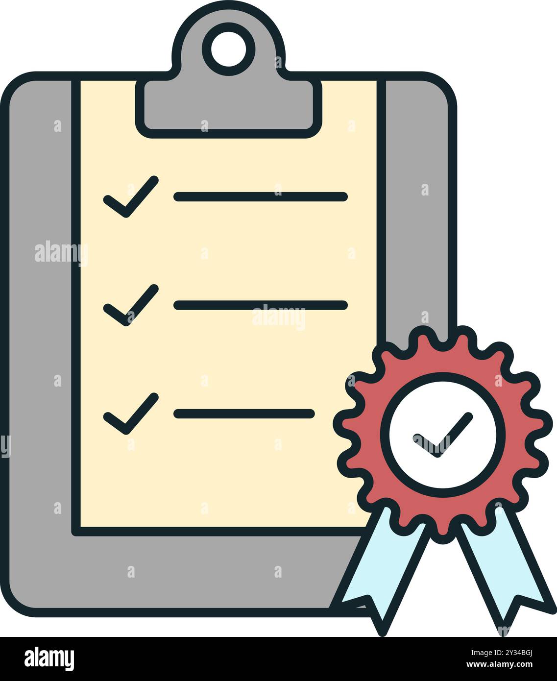 Clipboard showing completed checklist receiving quality guarantee ...