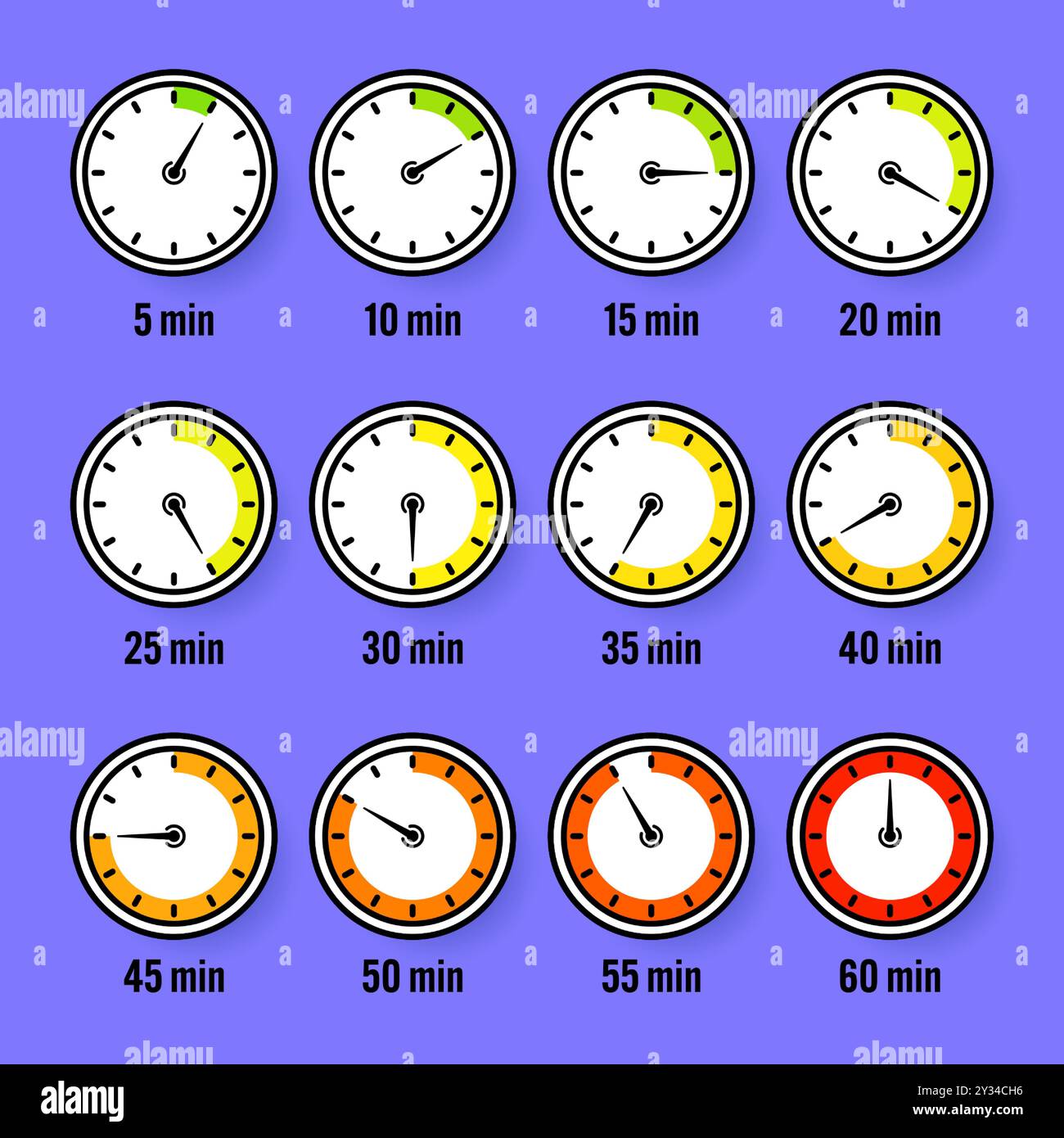 Stopwatch icons. Colorful simple chronometer, time counter with dial ...