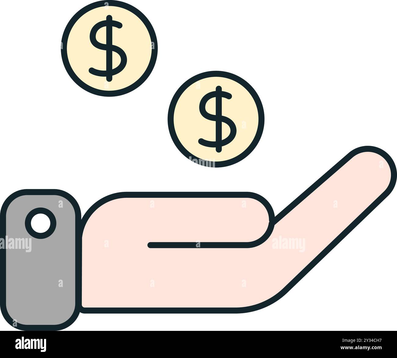 Hand holding coins icon cartoon hi-res stock photography and images - Alamy