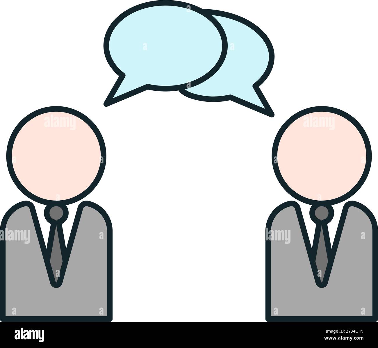 Two businessmen sharing ideas using speech bubbles exchanging ...