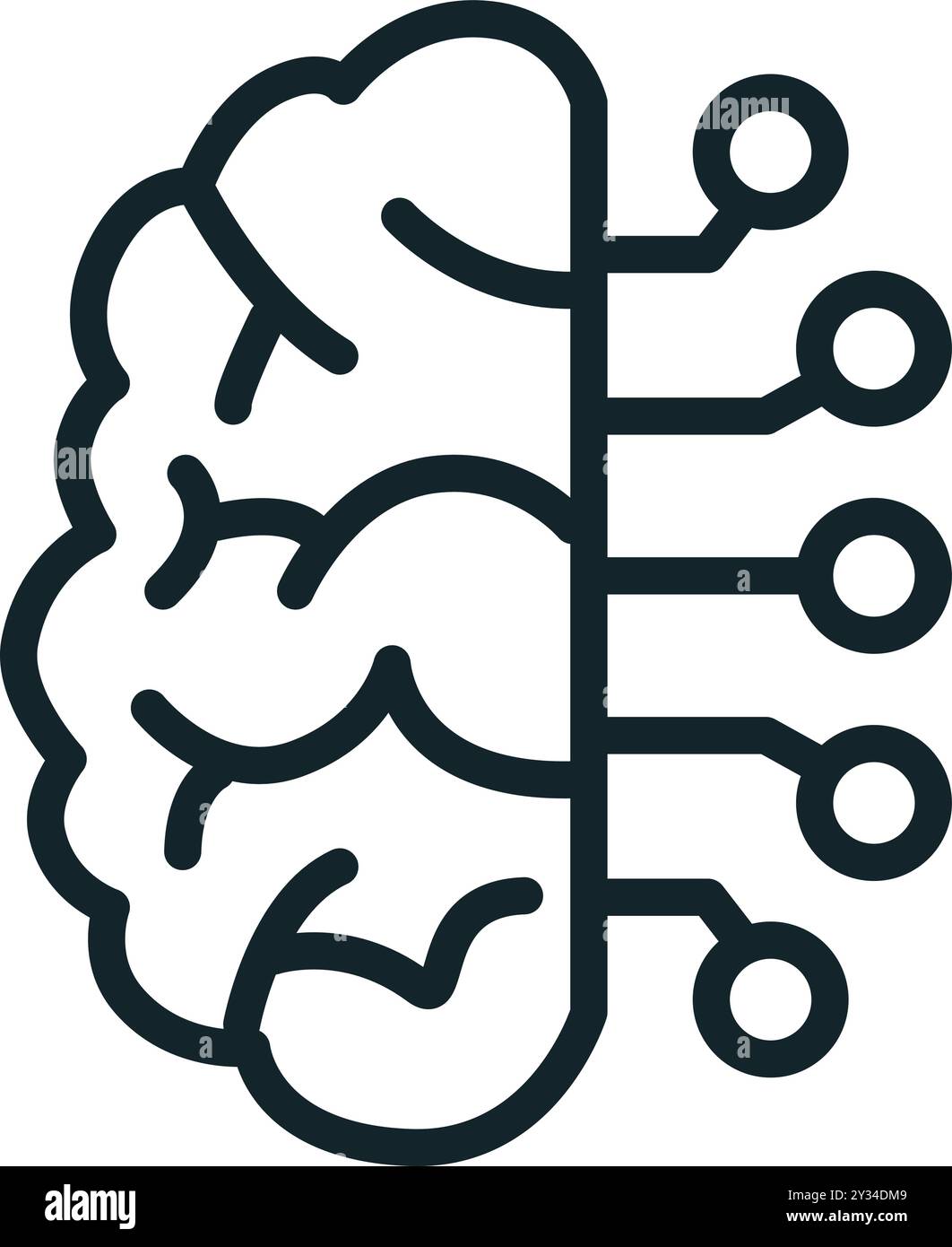 Simple icon depicting artificial intelligence with a brain connected to ...