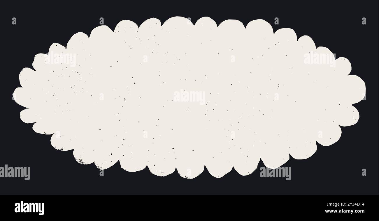 Oval shape with wavy torn edges. Grunge style round frame with ripped ...