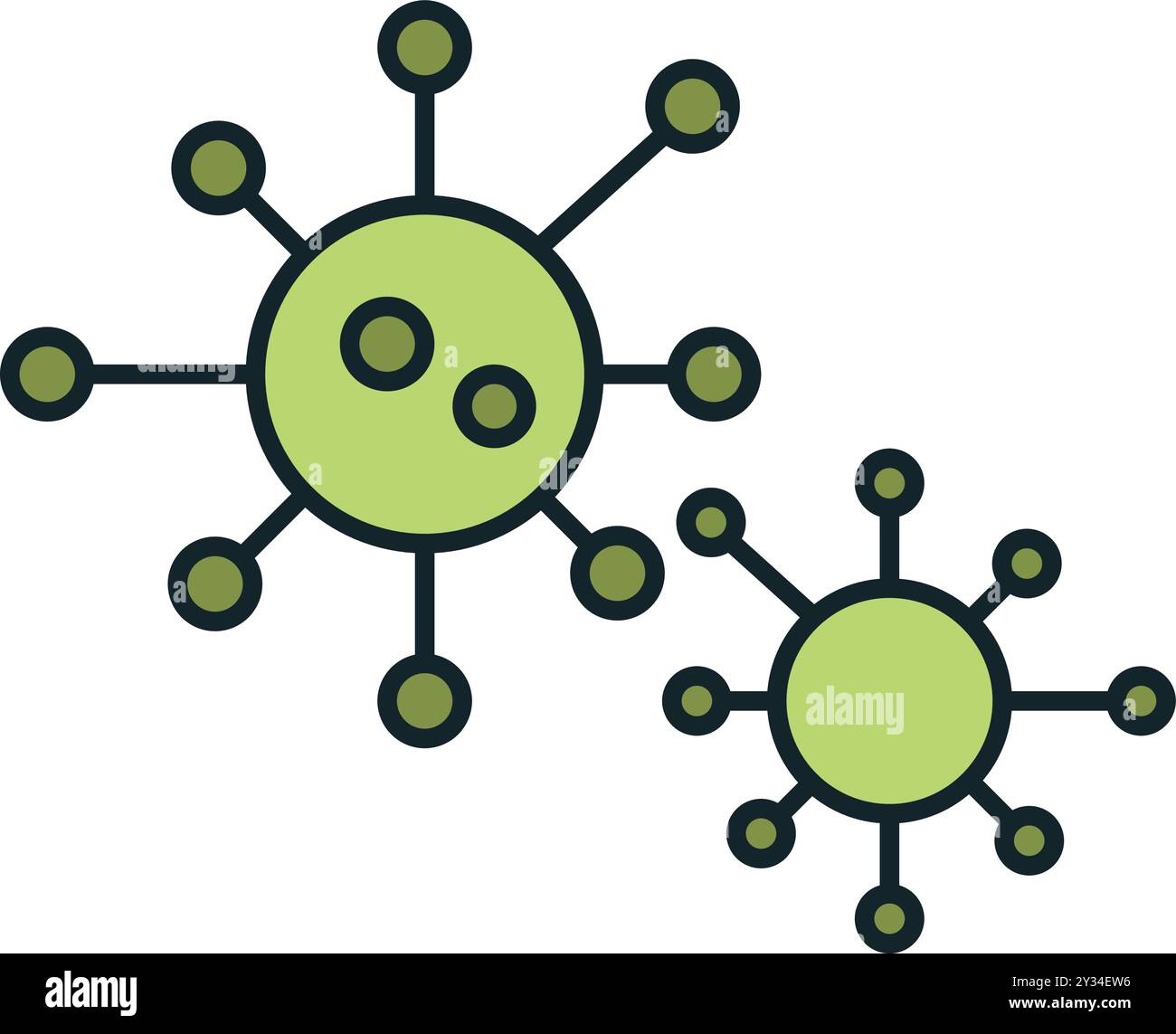 Virus particles are spreading and multiplying, showing the contagious ...