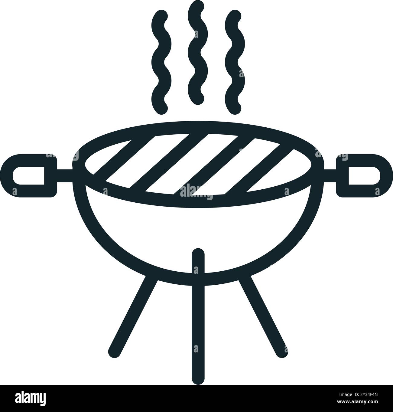 Barbecue grill outline icon, simple camping cooking equipment vector ...