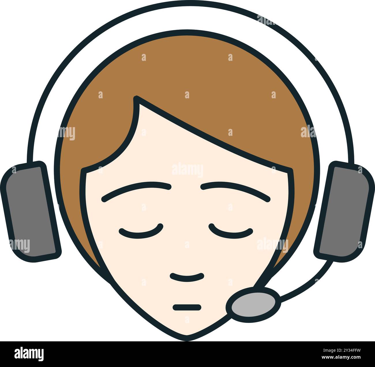 Stylized vector graphic of a young woman wearing a headset, perhaps ...