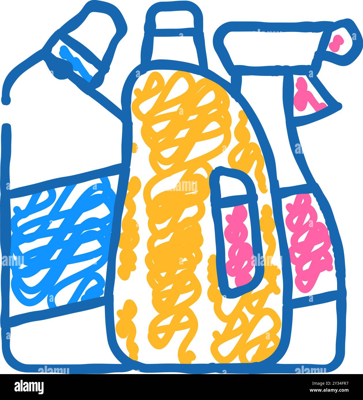 domestic chemical and detergent liquid department icon doodle ...