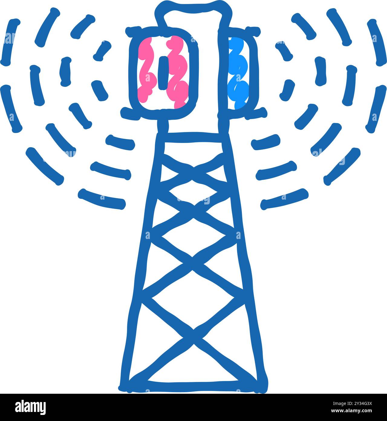 antenna electromagnetic icon doodle illustration Stock Vector Image ...