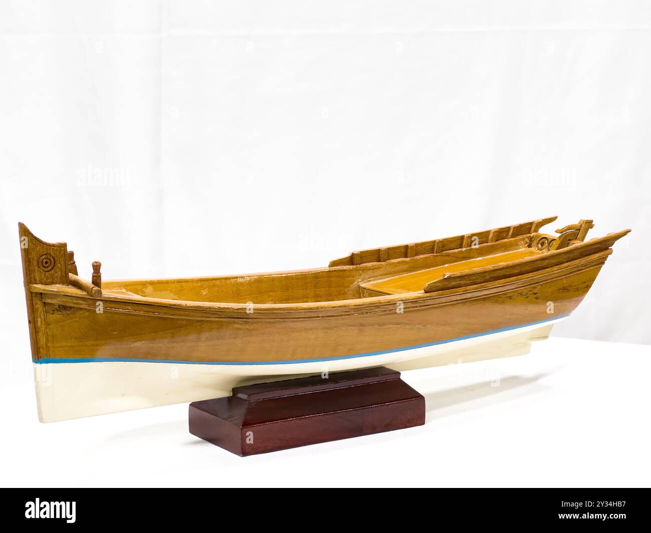Traditional Arab wooden dhow boat model on display at Doha Qatar Stock ...