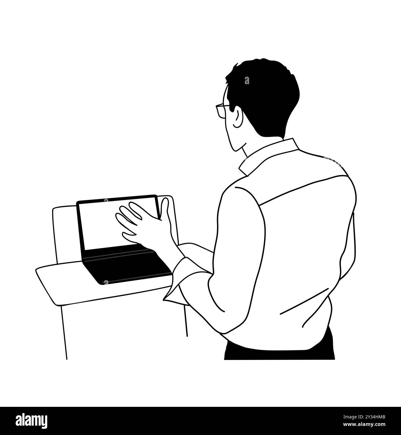 Line art illustration business presentation Black and White Stock ...