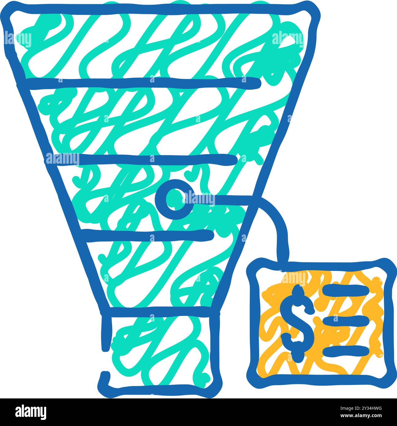 funnel business intelligence filtration system icon doodle illustration ...