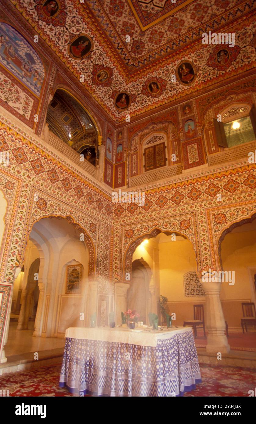 Inside the Samode Palace Hotel near the City of Jaipur in the Province ...
