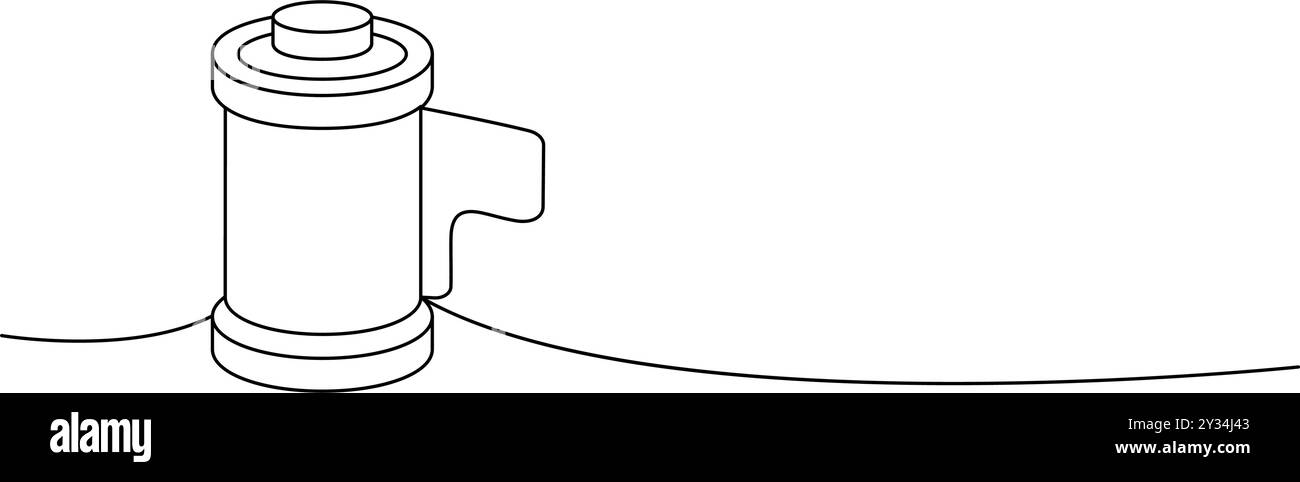 Camera film roll, film strip one line continuous drawing. Professional ...