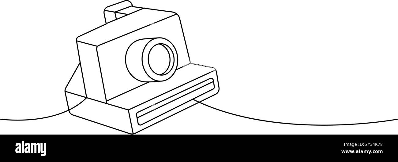 Instant camera one line continuous drawing. Professional photo ...