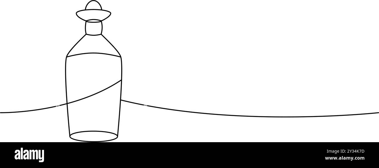 Tequila one line continuous drawing. Traditional Mexican alcohol ...