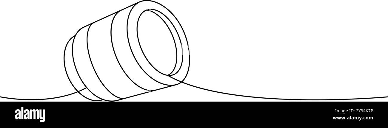 Camera lens one line continuous drawing. Professional photo equipment ...
