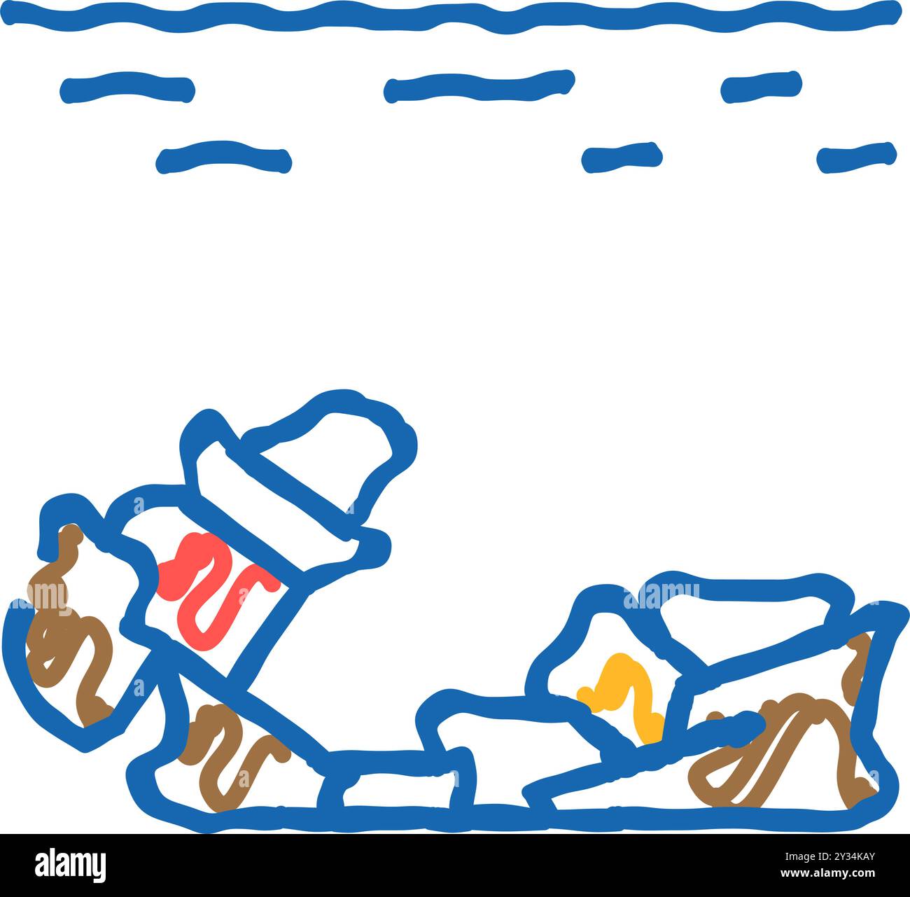 sunken container ship icon doodle illustration Stock Vector Image & Art ...