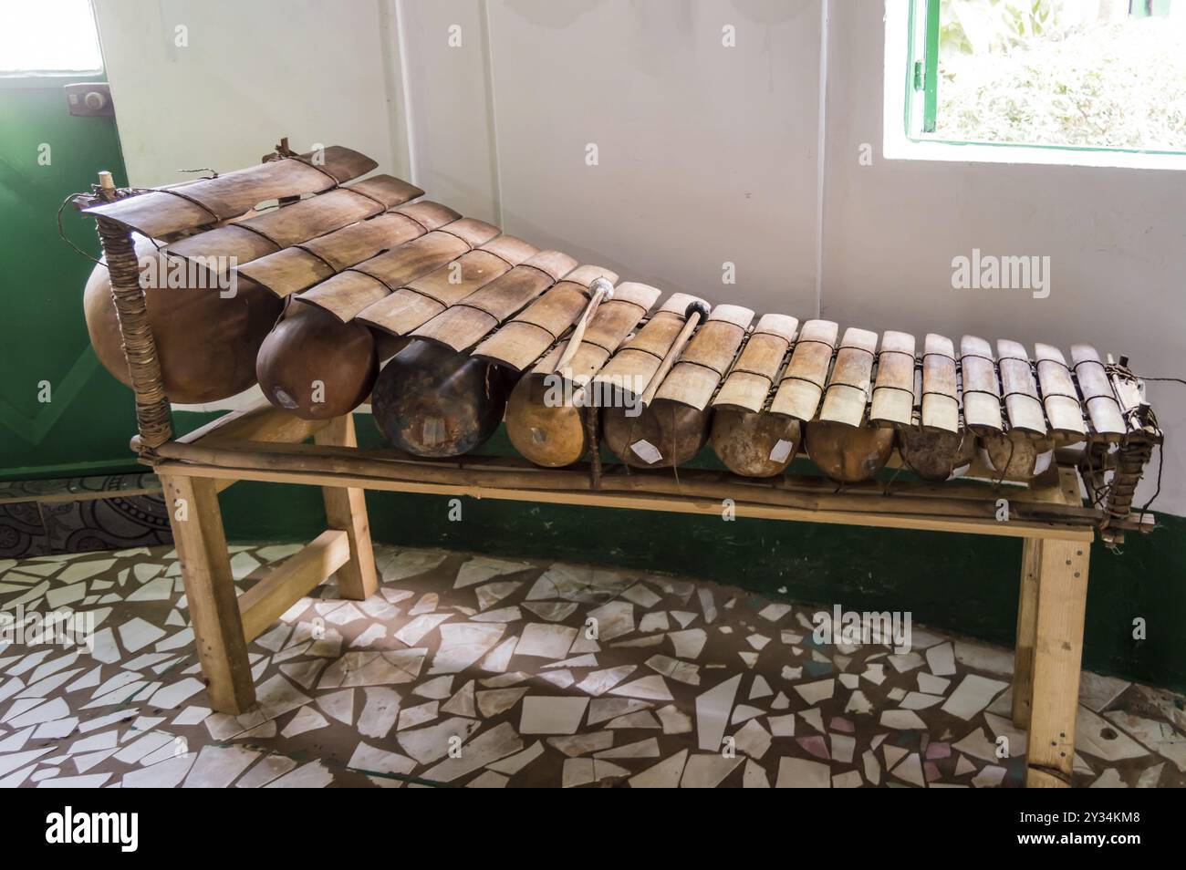 Balafon, ethnic, musical, instrument, movement, frontal view, close up ...
