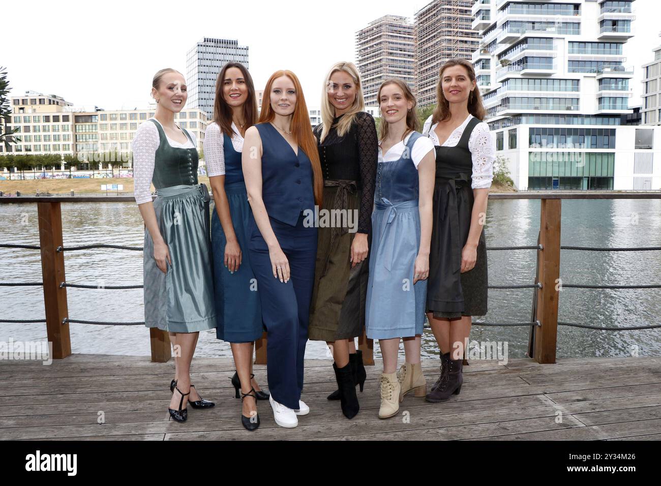 Barbara Meier (3rd from left) and models at the fair fashion show of ...