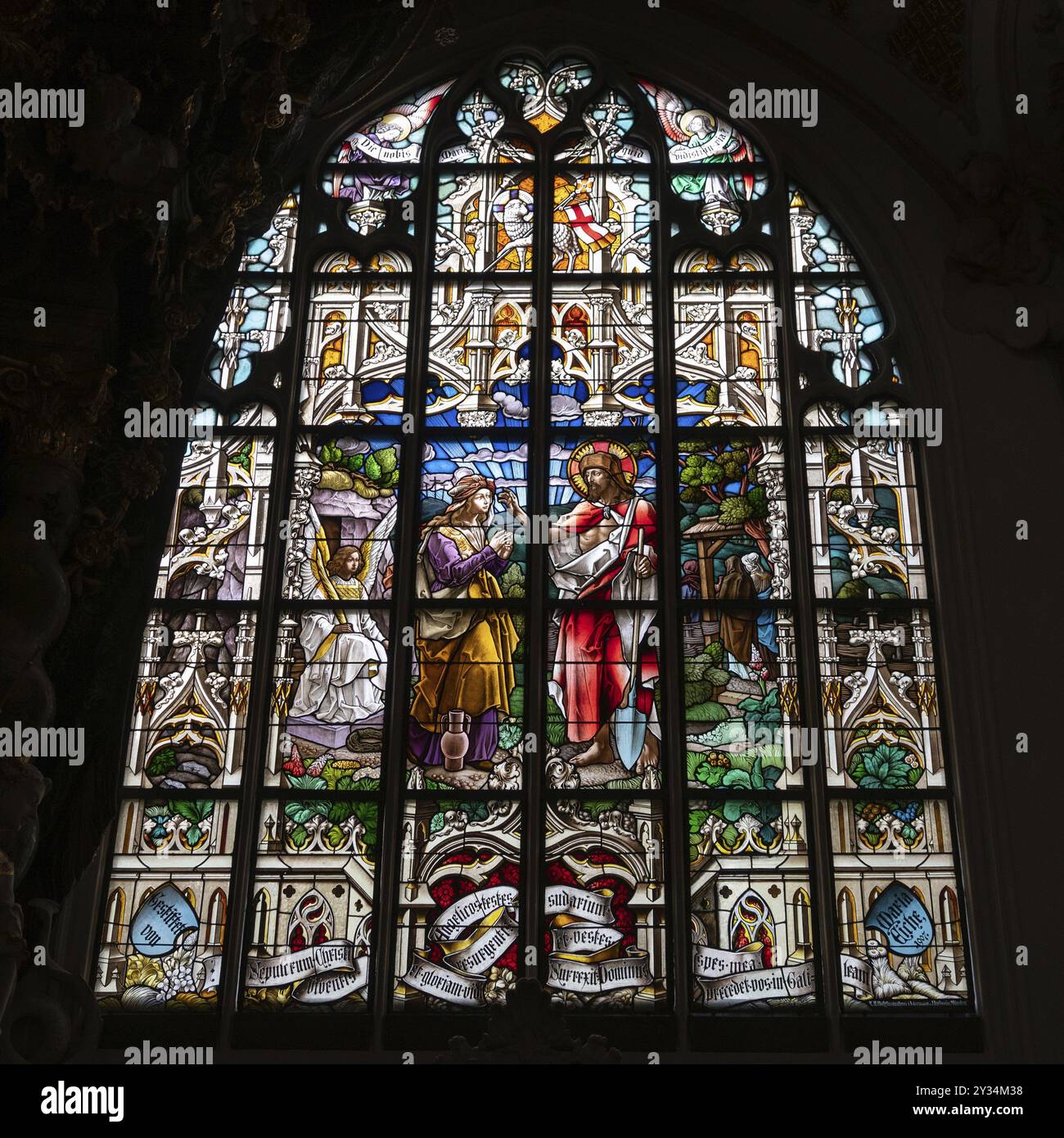 Church windows, stained glass from the 15th century, St Jakob's Church ...