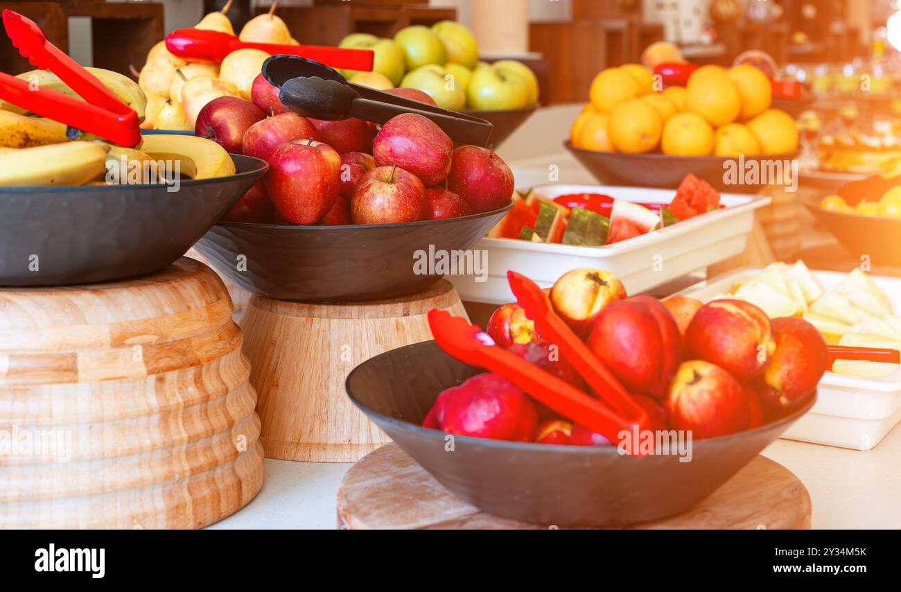 Fruit plates. All inclusive food concept Stock Photo - Alamy